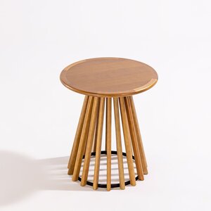 Mesa Lateral Redonda 50cm X 55cm Dover Bege Verniz Mel Verniz Mel ...