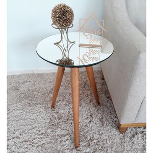 Mesa Lateral Tampo Espelhado 60x40cm Pés Palito Marrom Preta Preta ...