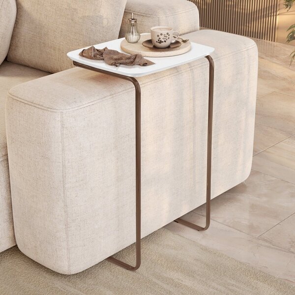 Mesa Lateral Ultraflex - Lf 5011 68x40x33 Cm Branco/café Branco/café ...