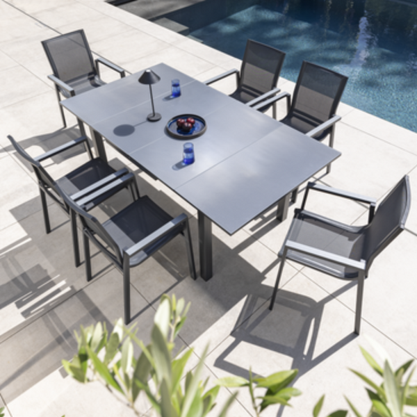 Mesa para Jardim Extensível Retangular Alumínio 100x187/244cm Cinza de ...