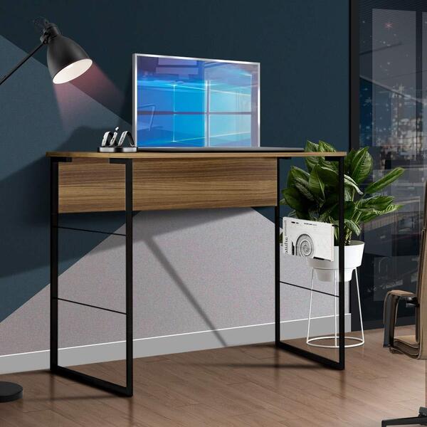 Mesa Para Notebook Escrivaninha Industrial 90 Cm Lamina Mel Preto ...