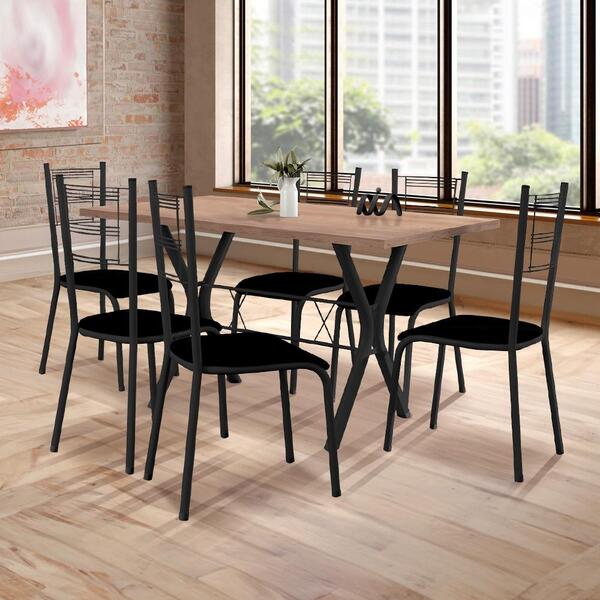 Mesa Para Sala De Jantar 6 Lugares Preto Riley Shop Jm | Leroy Merlin