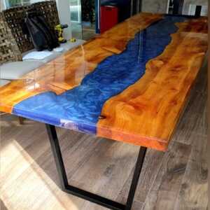 Mesa Resinada Azul Pérola | Leroy Merlin