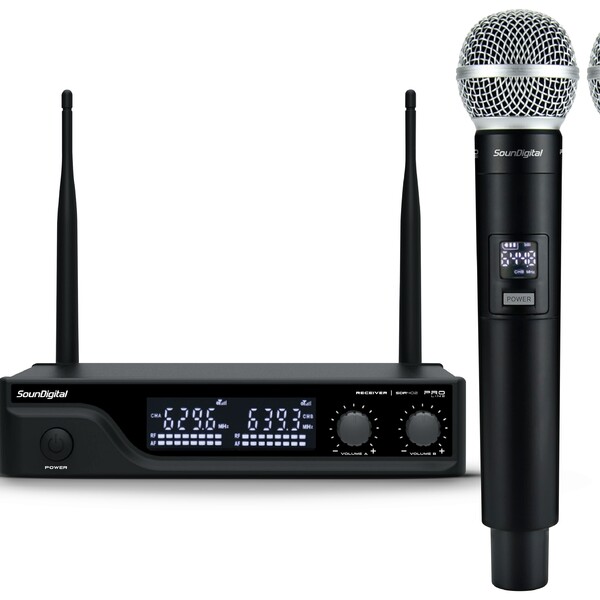 Microfone Sem Fio Duplo SounDigital SD402 UHF Digital Cardioide ...