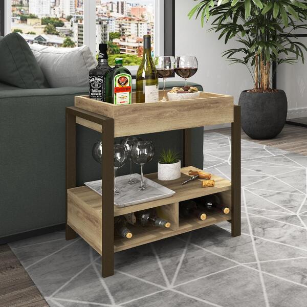 Mini Bar Madeirado E Tubos Ouro Velho Carraro | Leroy Merlin