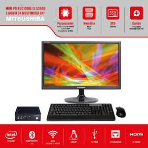 Mini Pc Nuc Core I5 5350u 8g Ssd256g E Monitor 24" Multimidia A0 Linux ...
