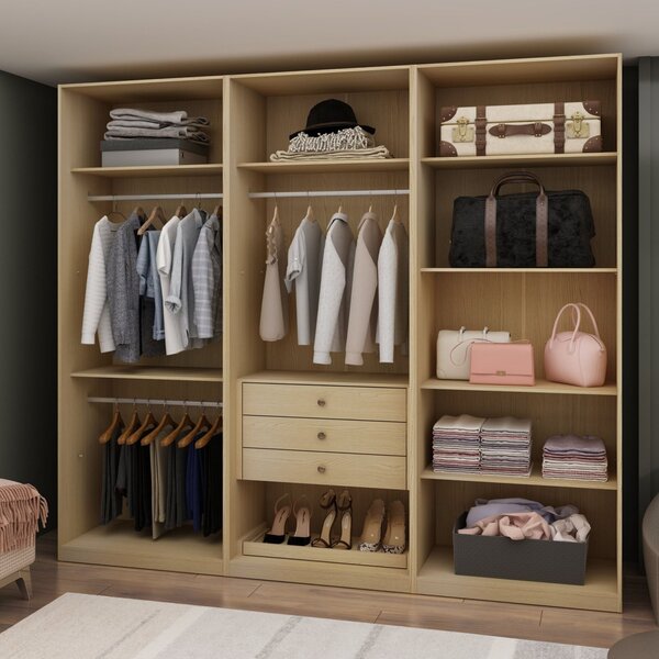 Módulo Closet Casal Sem Portas 3 Gaveta 100% Mdf Infinity Savana ...