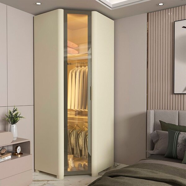 Módulo Guarda-roupa Canto Innova Reflecta 1 Porta Com Led 100% Mdf Off ...