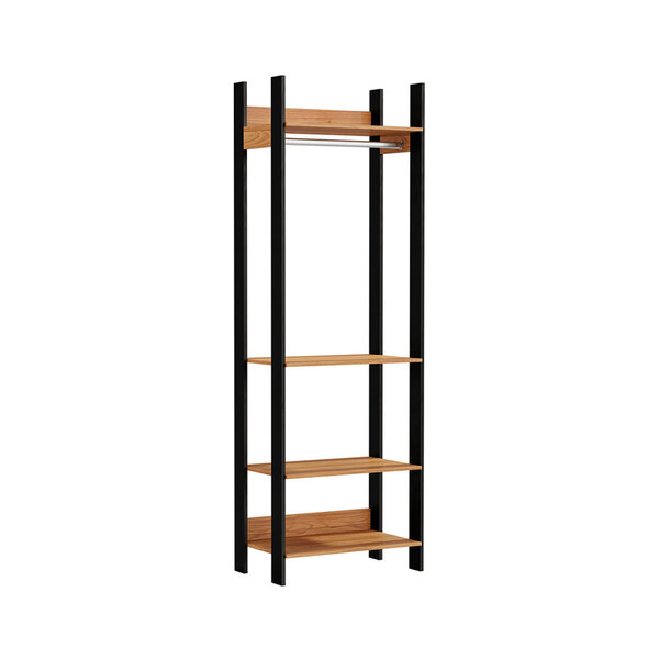 Módulo Guarda Roupa Closet Cabideiro Freijó Com Preto Fosco Industrial ...