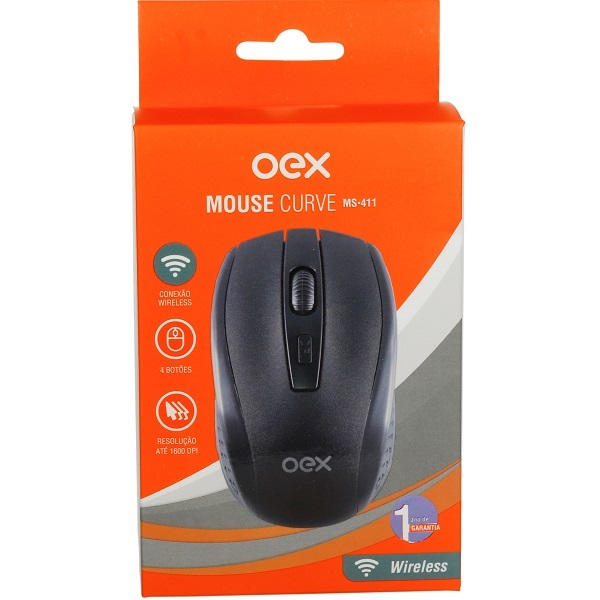 Mouse Curve Preto Sem Fio Oex Ms411 | Leroy Merlin