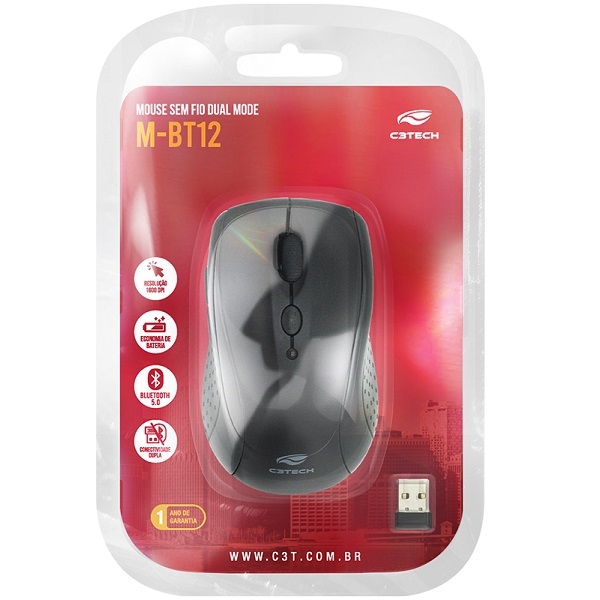 Mouse Sem Fio Dual Mode Bluetooth M-bt12bk C3 Tech | Leroy Merlin