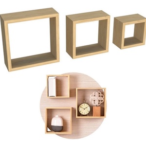 Nicho Decorativo Mdf Kit 3 Peças Parede Suporte Quadrado Marrom Claro ...