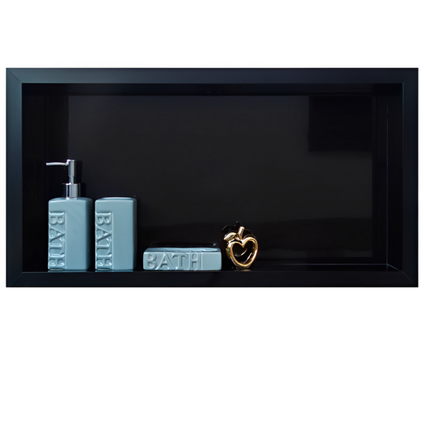 Nicho em Porcelanato Polido Para Banheiro Preto 62x32cm | Leroy Merlin Nicho em Porcelanato Polido Para Banheiro Preto 62x32cm | Leroy Merlin