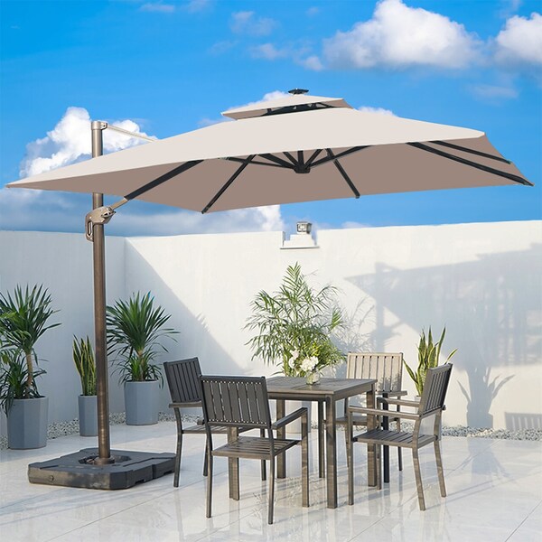 Ombrelone Guarda Sol Java Aluminio 3 0 X 3 0 C/ Base 100l - Bege ...