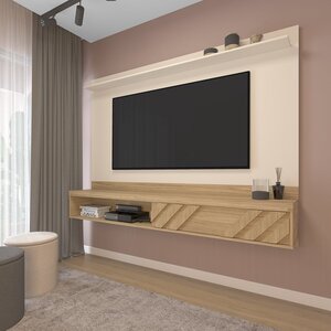 Painel 200cm Com Suporte Para Tv Até 75 Polegadas 1 Porta De Correr Dakar Carvalho/off White ...