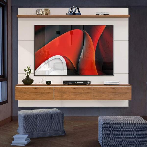 Painel 3 Portas Para Tv 65 Polegadas Off White Freijó Aquamarine Shop ...