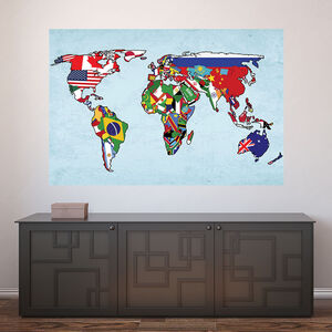 Painel Adesivo De Parede - Mapa Mundi - Mundo - 1300pnm | Leroy Merlin