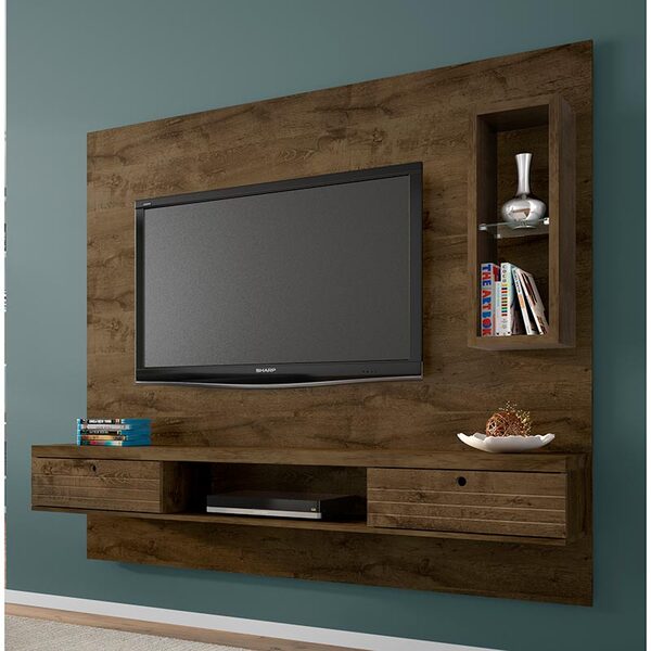 Painel Para Tv 65 Polegadas Suspenso Com Bancada 180cm Diamante Madeira ...