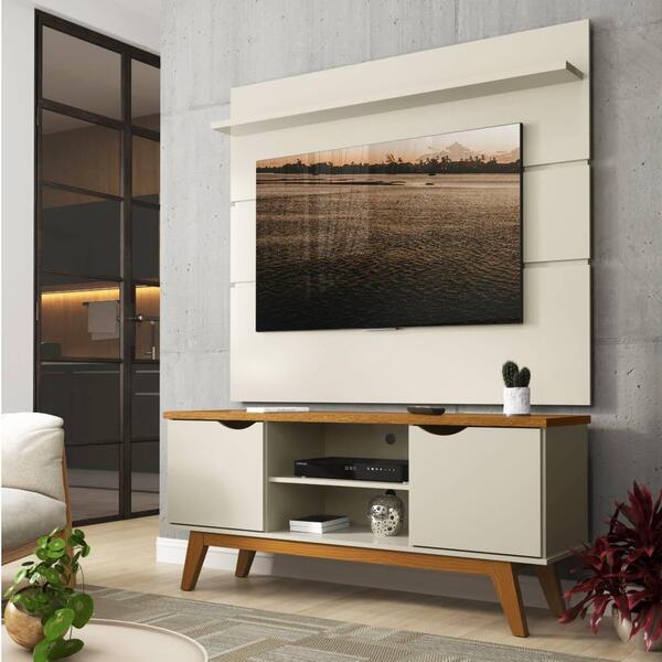 Painel Com Rack Para Tv 46 Polegadas Off White Cumaru Prism Patrimar ...