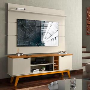 Painel Com Rack Para Tv 50 Polegadas Off White Cumaru Prism Patrimar ...