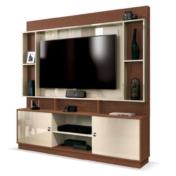 Painel Com Rack Para Tv Até 50 Polegadas Nevada Edn Móveis Naturale / Off White Natura / Off ...