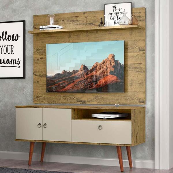 Painel Com Rack Retrô Nature Off White Topazio Patrimar | Leroy Merlin