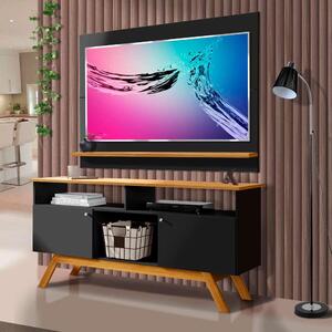 Painel Com Rack Tv 55 Polegadas Preto Madeira Amsterdã Vênus Tebarrot ...