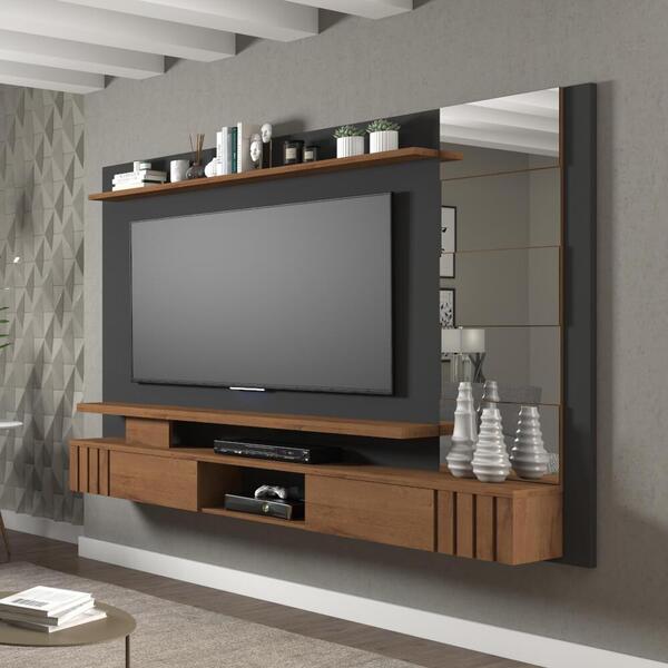 Painel De Parede Para Tv Permóbili Murano Com Espelho - Chumbo/savana ...