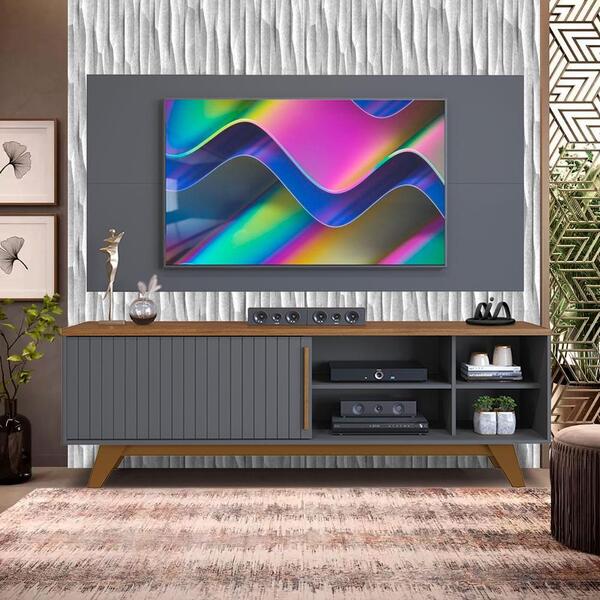 Painel De Tv Com Rack 50 Polegadas Freijó Cinza Urbano Kaysa Shop Jm ...