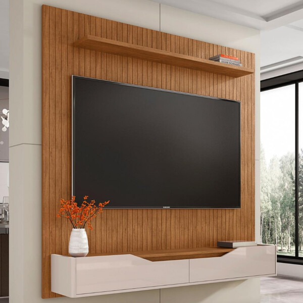 Painel Frisado Para Tv Até 65 Polegadas 2 Portas 180cm Milão Casa D ...