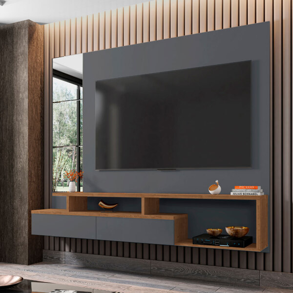 Painel Home Para Tv Até 65" Com 02 Portas E 02 Nichos Venice Nature ...