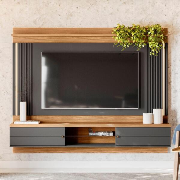 Painel Home Ripado Para Tv Liege Com Led Nature Chumbo | Leroy Merlin