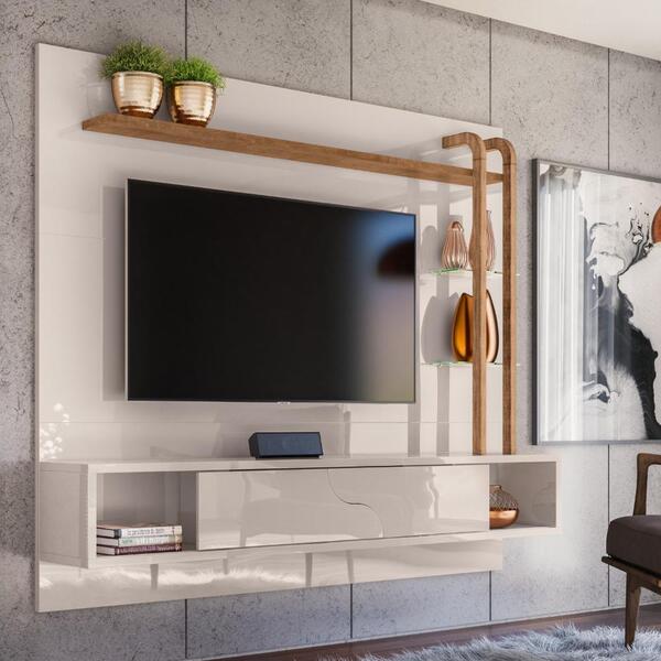 Painel Para Quarto 55 Polegadas Off White Perolizado E Marrom Supreme Lukaliam | Leroy Merlin