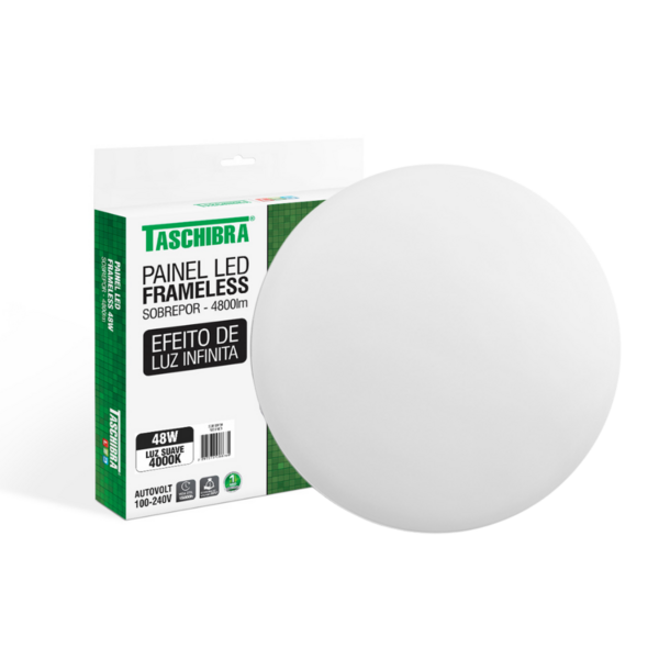Painel Led Redondo Sobrepor 48w Branco Borda Infinita 4000k Branco ...