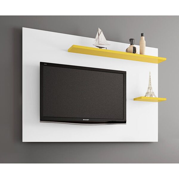 Painel Para Tv Até 55 Polegadas 160 Cm Onix Branco Com Amarelo - Bechara | Leroy Merlin