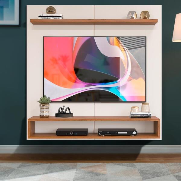 Painel Para Sala Pequena Tv Até 50 Polegadas Off White Freijó Tibério ...