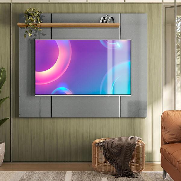 Painel Para Televisão 70 Polegadas Cinza Perolizado E Freijó Kiev ...