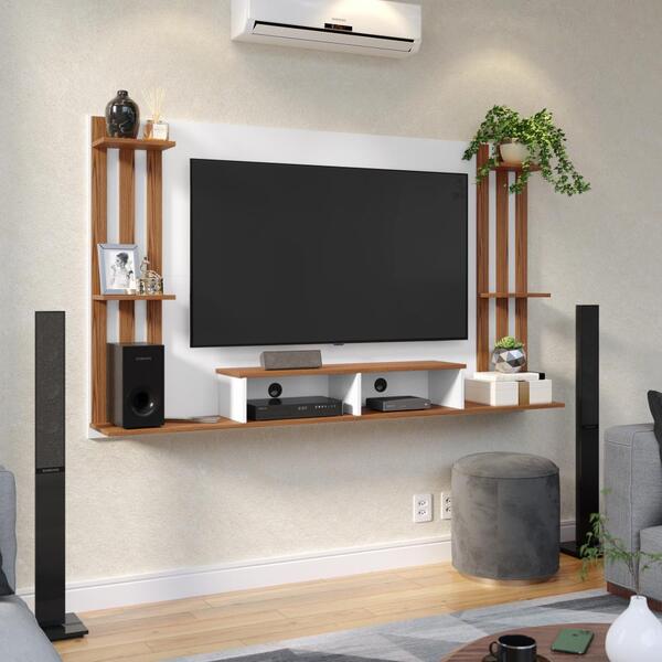 Painel Para Tv 52 Polegadas Com Nicho Dijon - Branco / Nature ...