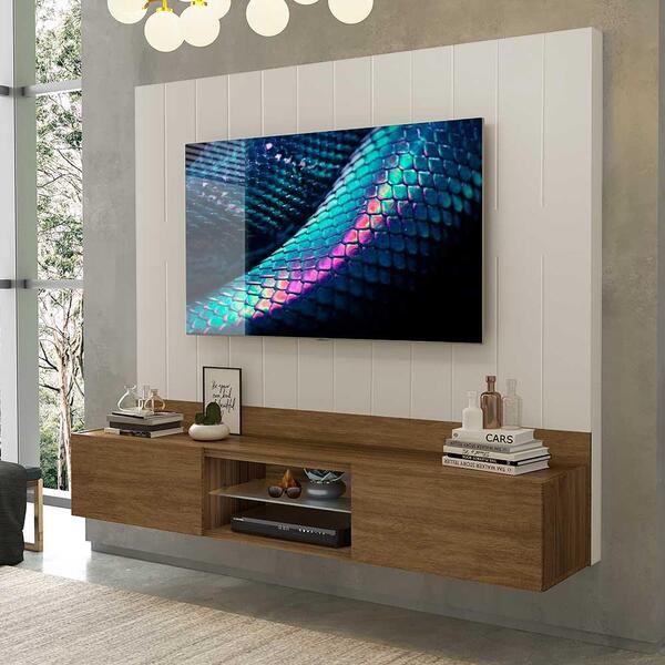 Painel Para Tv 75 Polegadas Malbec Off White Conquest Luapa | Black ...