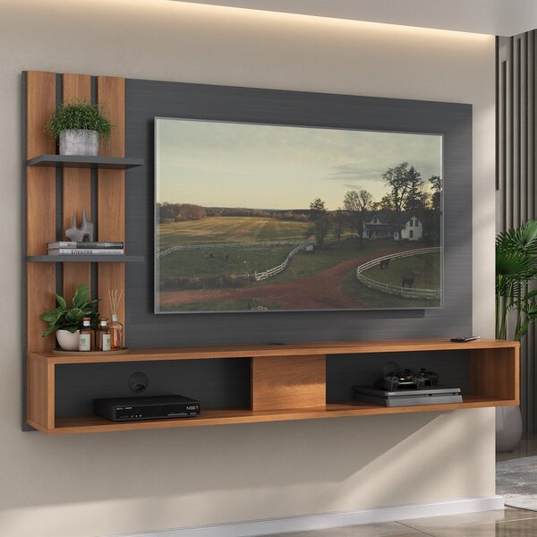 Painel Para Tv Até 42 Polegadas 2 Nichos Grafite/nogal | Leroy Merlin
