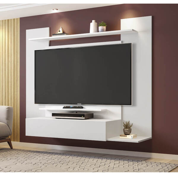 Painel Para Tv Até 50 1 Gaveta E 4 Prateleiras - Branco | Leroy Merlin