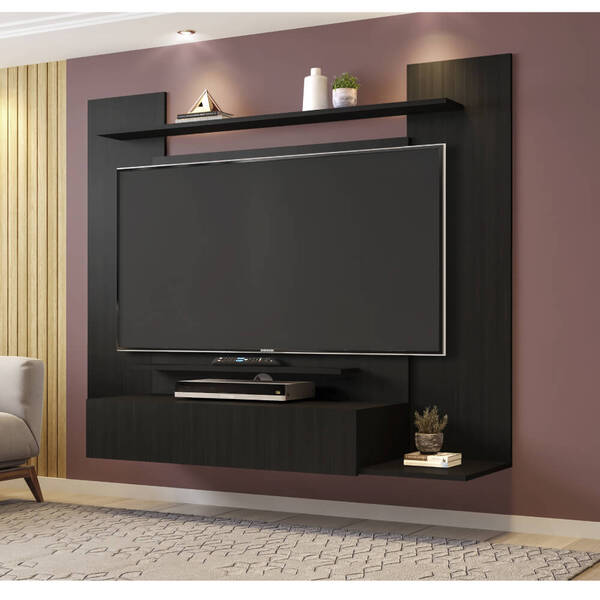 Painel Para Tv Até 50" 1 Gaveta E 4 Prateleiras Preto | Leroy Merlin