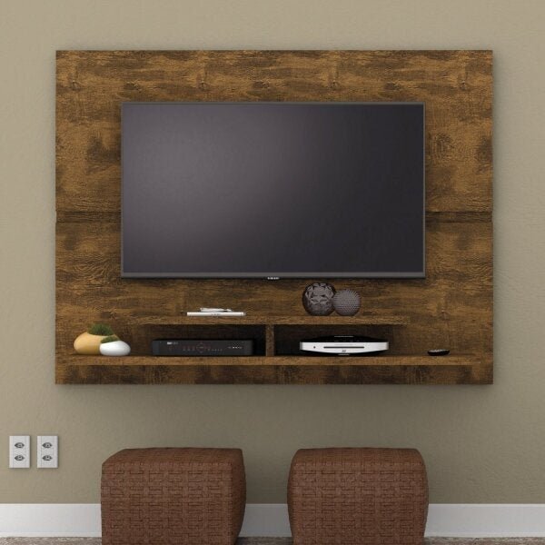 Painel Para Tv Até 50 Polegadas 2 Prateleiras Monaco Lukaliam Móveis Canela | Leroy Merlin