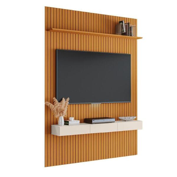 Painel Para Tv Até 55 Polegadas 1,35x2,40m Ripado Com Nicho Arbo Cedro ...