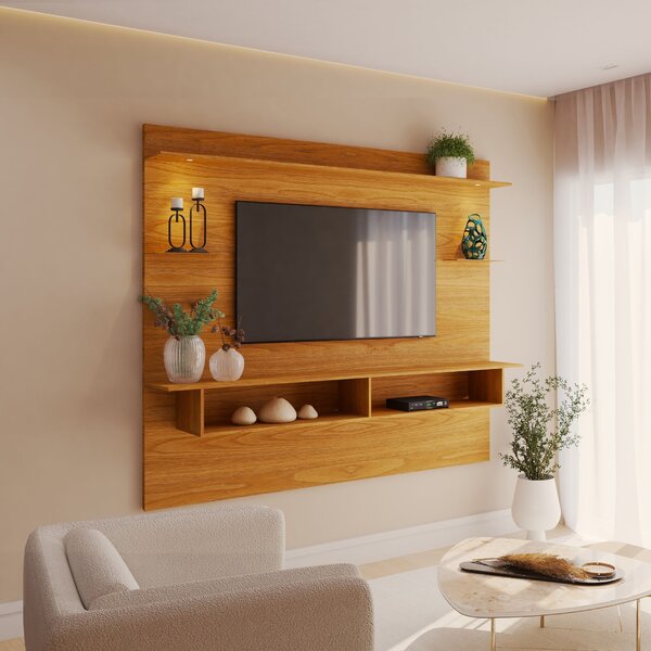 Painel Para Tv Até 55 Polegadas 2,1cmx180cm 2 Nichos Viena Marrom ...