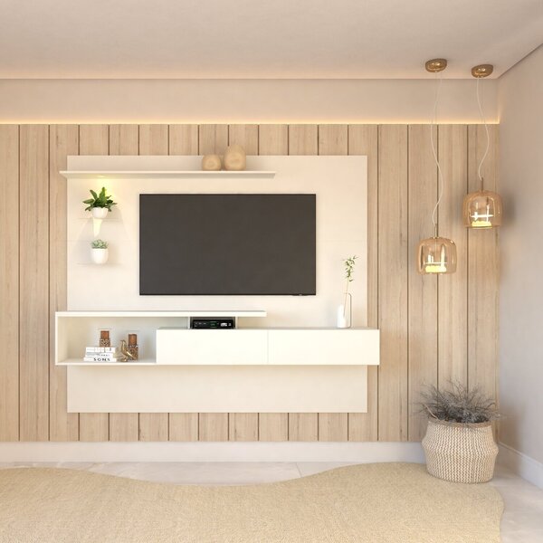 Painel Para Tv Até 55 Polegadas Com 2 Portas E 4 Nichos Celine Branco ...