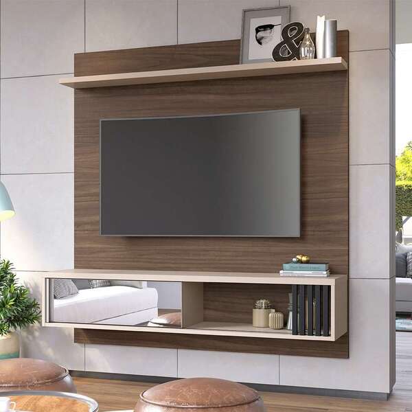 Painel Para Tv Até 55 Polegadas Ilhéus Nogueira Real E Off White ...