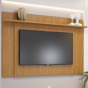 Painel Para Tv Até 55 Polegadas Zoe 1 Prateleira Mel - Viero Móveis | Leroy Merlin
