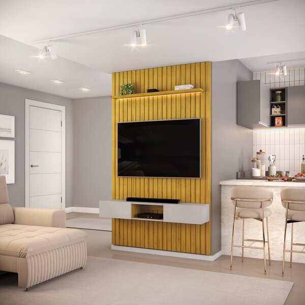 Painel Para Tv Até 60 Polegadas Ripado Com Nicho E Led 143cm Trento ...