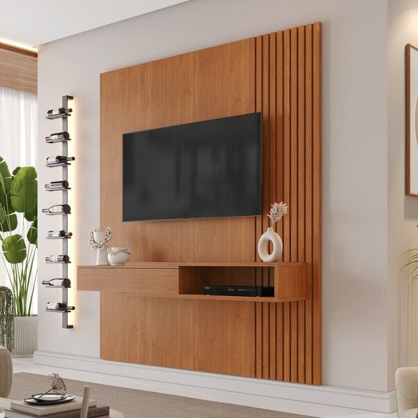 Painel Para Tv Até 65 Polegadas Mdf 182cmx217cm Impérium Marrom ...